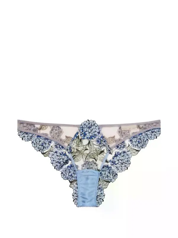 FLEUR DU MAL Hydrangea Embroidered Briefs - Blue