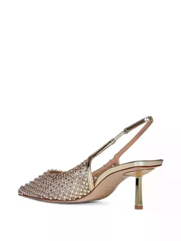 LE SILLA Gilda Crystal-embellished Mesh Slingback Pumps - Gold