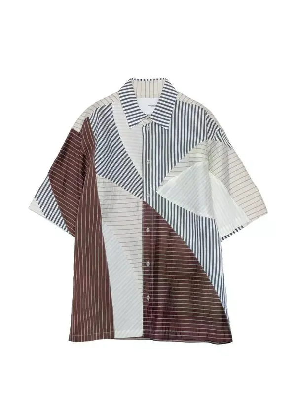 YOSHIOKUBO Patchwork Striped Shirt