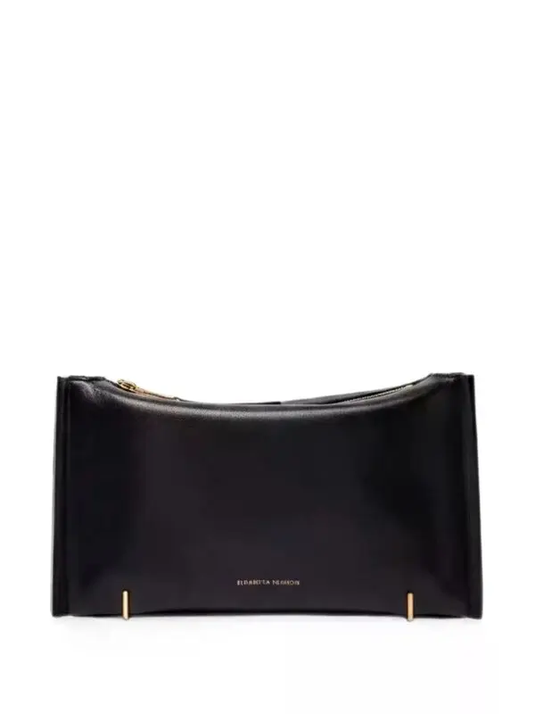Elisabetta Franchi Logo-stamp Leather Clutch Bag - Black
