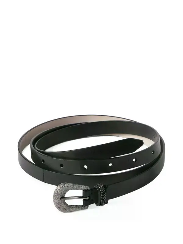 Brunello Cucinelli Leather Belt With Shimmering Buckle