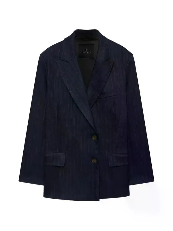 ANINE BING Aretha Blazer Navy Pinstripe