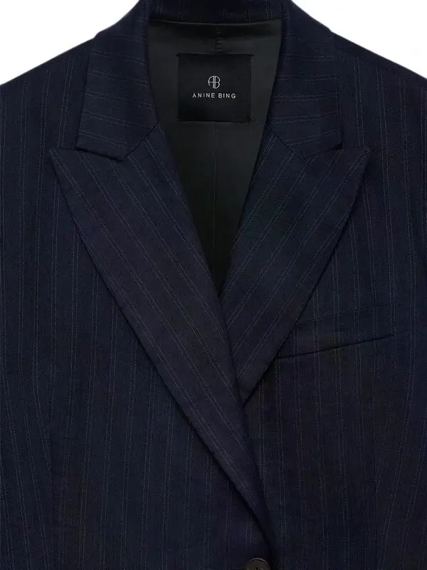 ANINE BING Aretha Blazer Navy Pinstripe