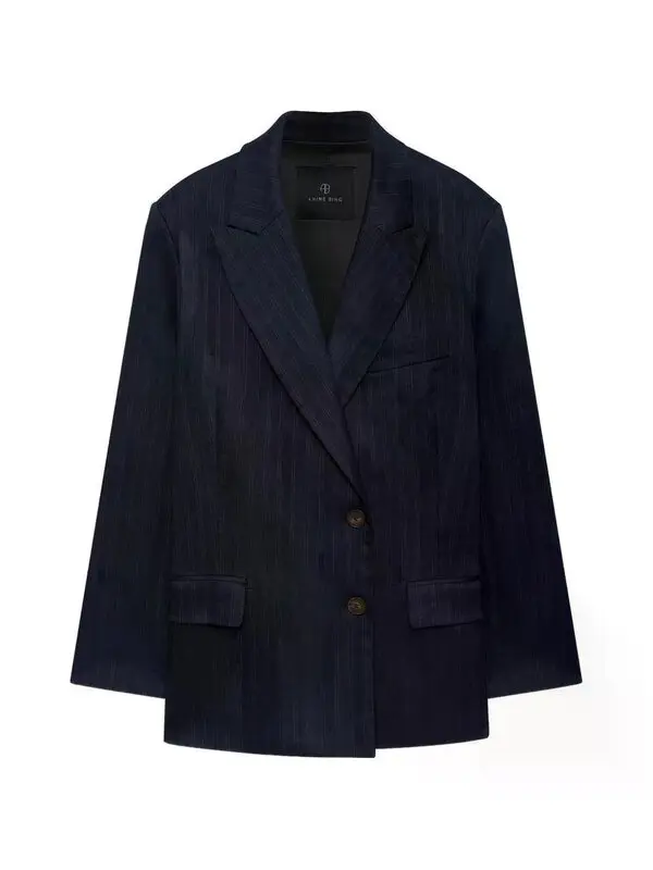 ANINE BING Aretha Blazer Navy Pinstripe - Blue