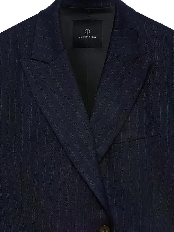 ANINE BING Aretha Blazer Navy Pinstripe