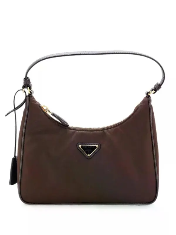 Prada Re-edition 2005 Tessuto With Saffiano Leather Mini Hobo Bag - Brown