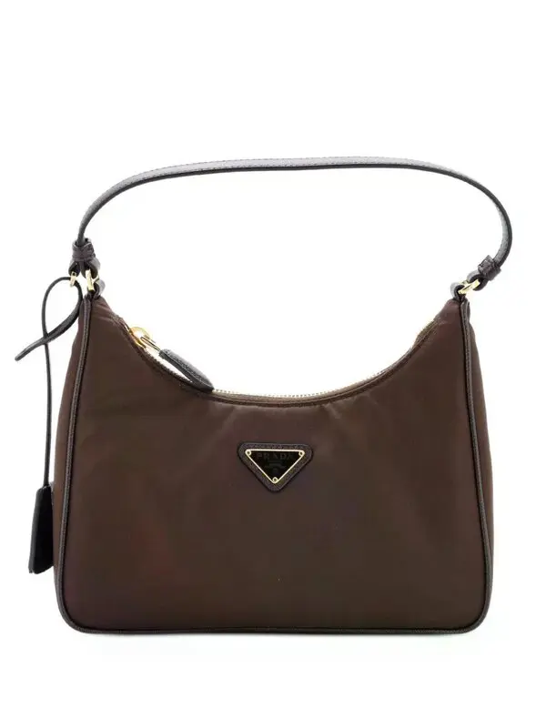 Prada Re-edition 2005 Tessuto With Saffiano Leather Mini Hobo Bag - Brown