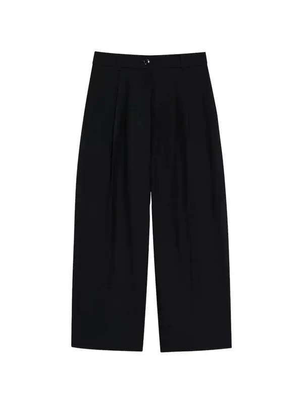 ANINE BING Brice Pleated Cropped Trousers - Black