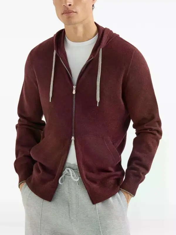 Brunello Cucinelli Cashmere Hooded Knit Sweatshirt With Zipper