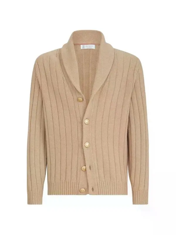 Brunello Cucinelli Cashmere Ribbed Cardigan - Neutrals