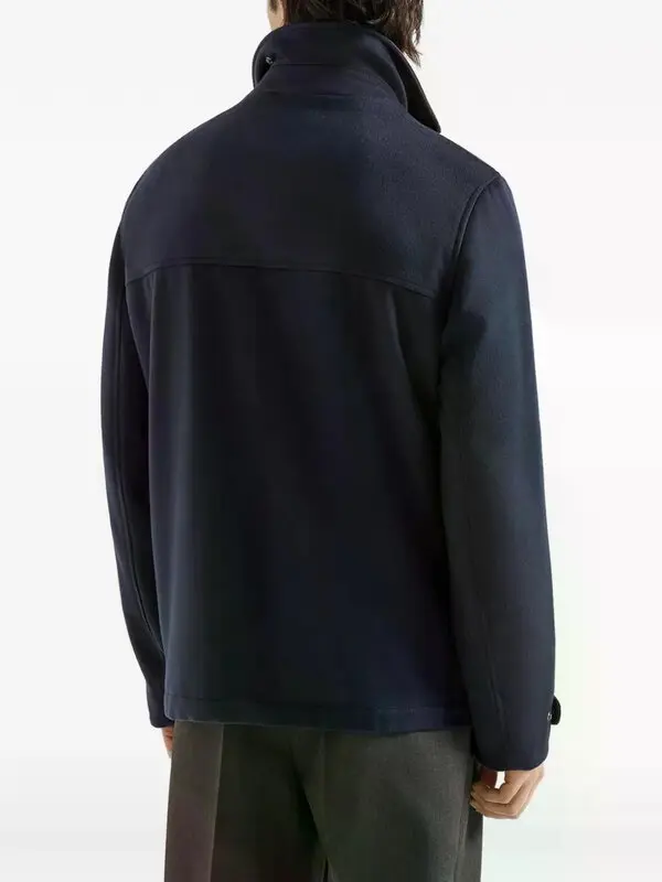 Brunello Cucinelli Virgin Wool Cloth Field Jacket With Nappa Leather Inserts