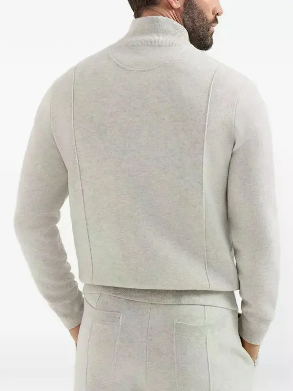 Brunello Cucinelli Cashmere Double Knit Zipper Cardigan - Grey