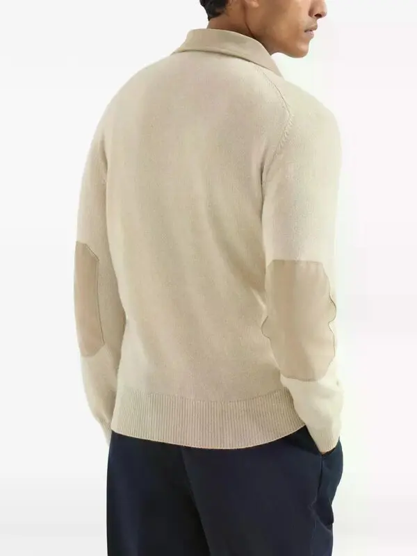 Brunello Cucinelli Cashmere Knit Polo With Suede Collar