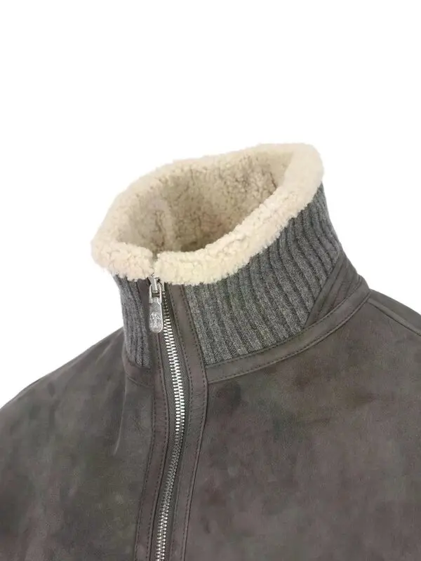 Brunello Cucinelli Shearling-trim Ribbed Jacket