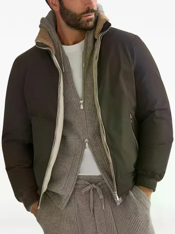 Brunello Cucinelli Stretch Bonded Nylon Down Jacket With Detachable Hood