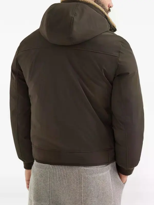 Brunello Cucinelli Stretch Bonded Nylon Down Jacket With Detachable Hood - Brown