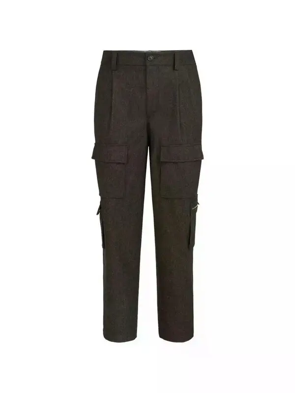 Brunello Cucinelli Virgin Wool Flannel Cargo Trousers With Waist Tabs - Brown