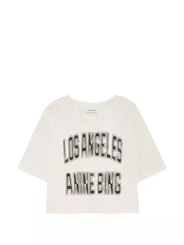 ANINE BING Johnny Cropped T-shirt Cream - White