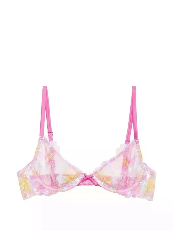 FLEUR DU MAL Hibiscus Sequin-embellished Bra - Pink