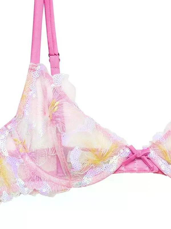 FLEUR DU MAL Hibiscus Sequin-embellished Bra