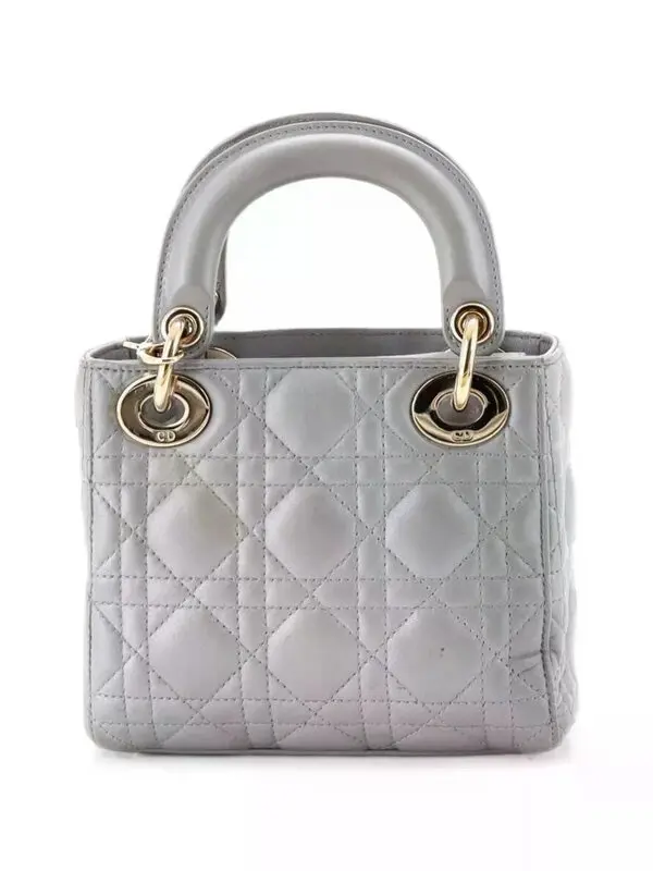 Dior Lady Chain Bag Cannage Quilt Lambskin Mini Satchel - Grey