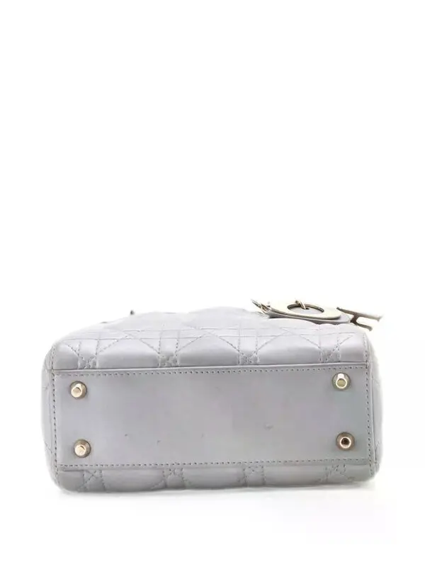 Dior Lady Chain Bag Cannage Quilt Lambskin Mini Satchel - Grey