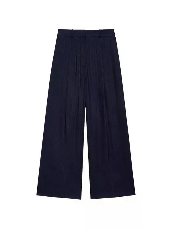 ANINE BING Paola Navy Pinstripe Wide-leg Trousers - Blue