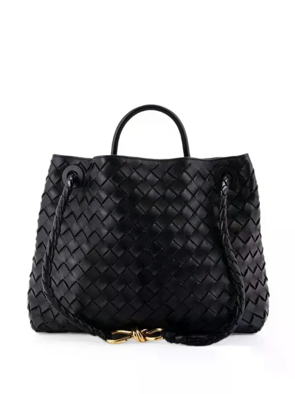 Bottega Veneta Andiamo Top Handle Bag Intrecciato Nappa Medium Satchel - Black