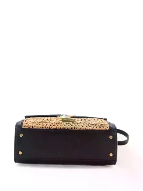 Saint Laurent Cassandra Top Handle Bag Raffia With Leather Mini Satchel