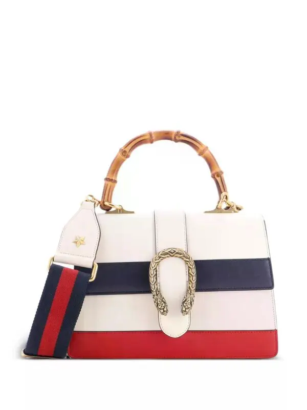 Gucci Dionysus Bamboo Top Handle Bag Colorblock Leather Medium Satchel - Blue