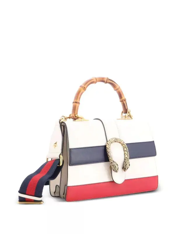 Gucci Dionysus Bamboo Top Handle Bag Colorblock Leather Medium Satchel - Blue
