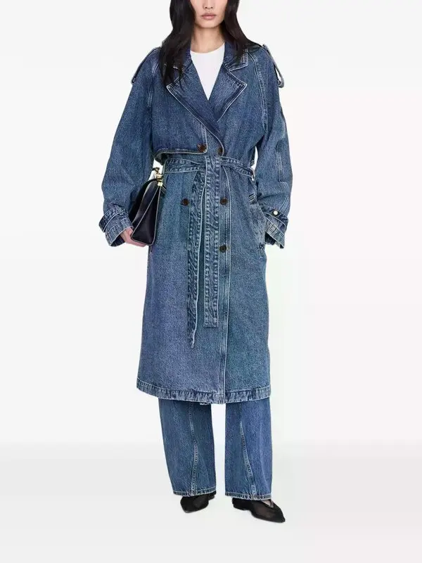 ANINE BING Rickie Maxi Trench Cabana - Blue