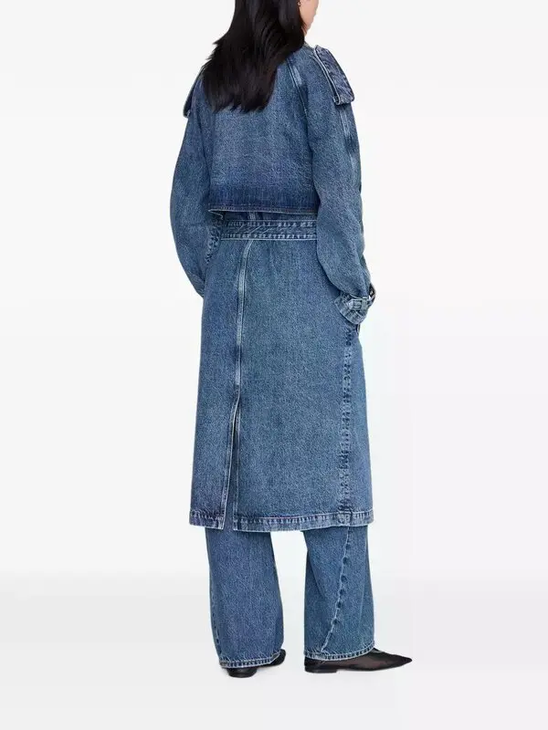 ANINE BING Rickie Double-breasted Belted Denim Coat - Blue