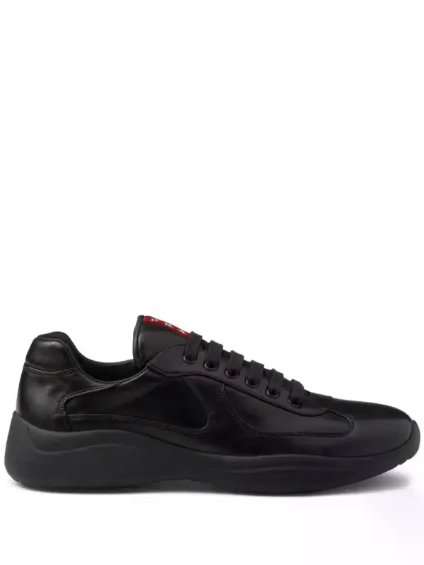 Prada America's Cup Smooth Grain Leather Sneakers - Black