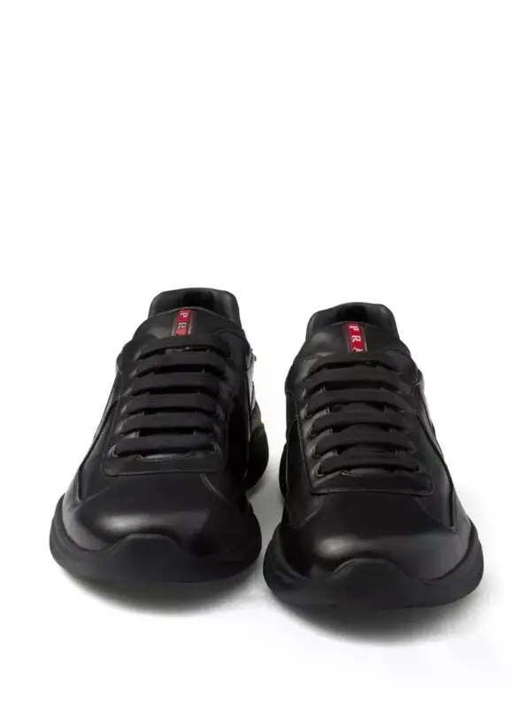 Prada America's Cup Smooth Grain Leather Sneakers - Black