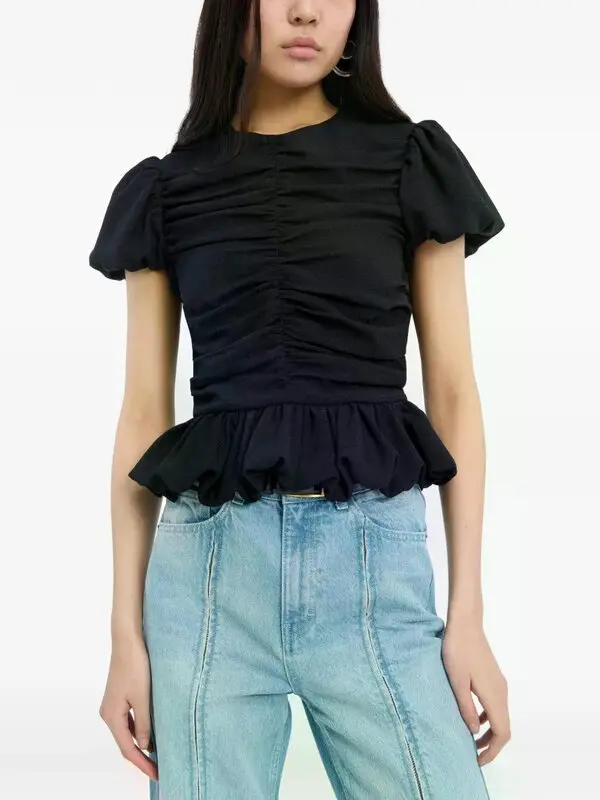 ROTATE BY BIRGER CHRISTENSEN Ruched Puff-sleeve Top