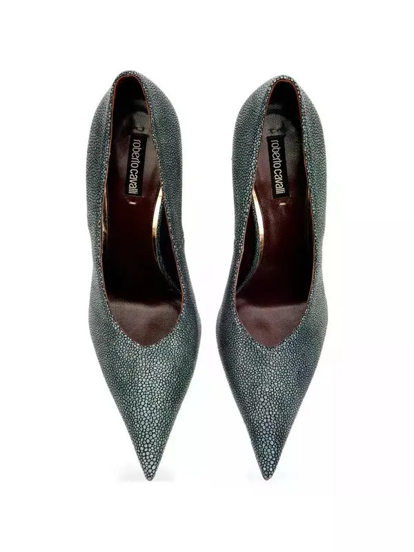 Roberto Cavalli Snake Embellished Stingray-effect Heeled Pumps