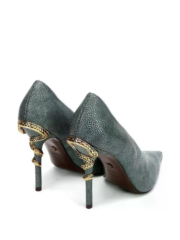 Roberto Cavalli Snake Embellished Stingray-effect Heeled Pumps