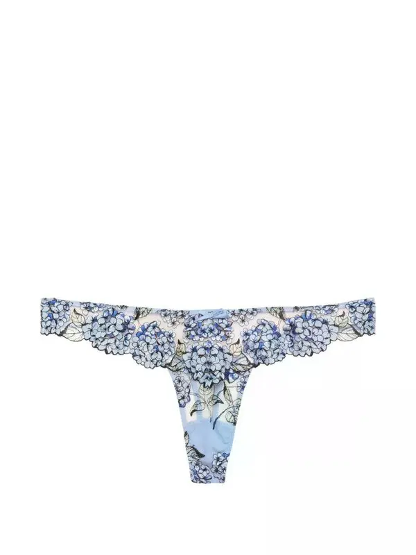 FLEUR DU MAL Hydrangea Embroidered Thongs