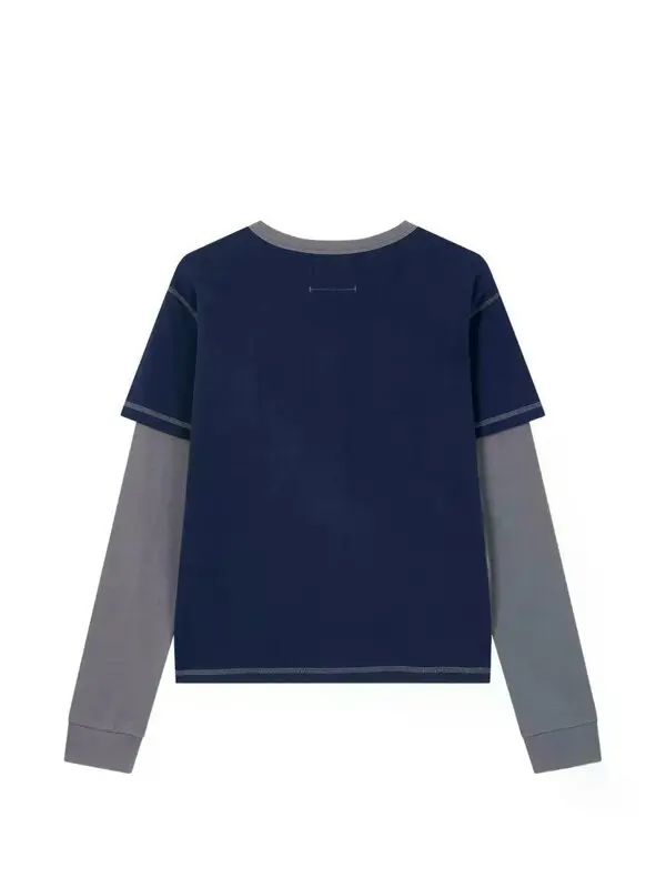 STUDIO TOMBOY Layered Button-down Long-sleeve Cotton Sweatshirt
