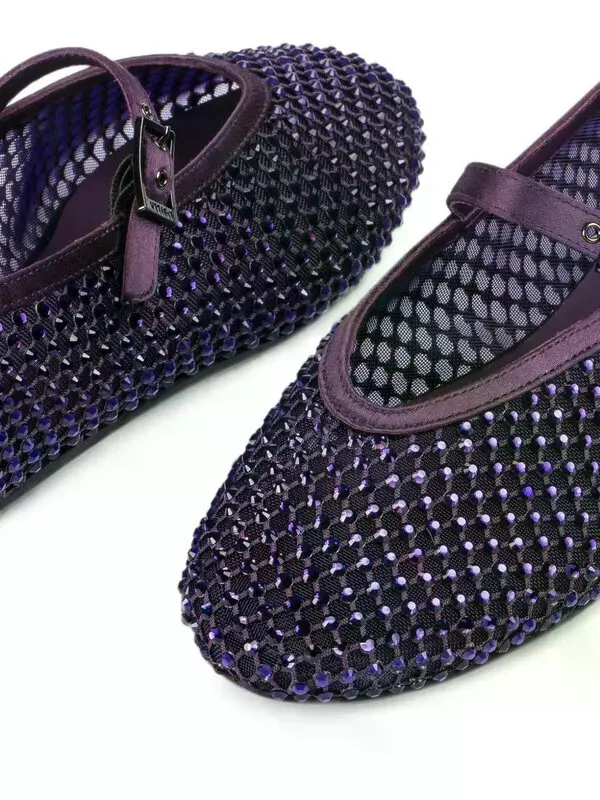 LE SILLA Gilda Crystal-embellished Mesh Ballet Flats - Purple