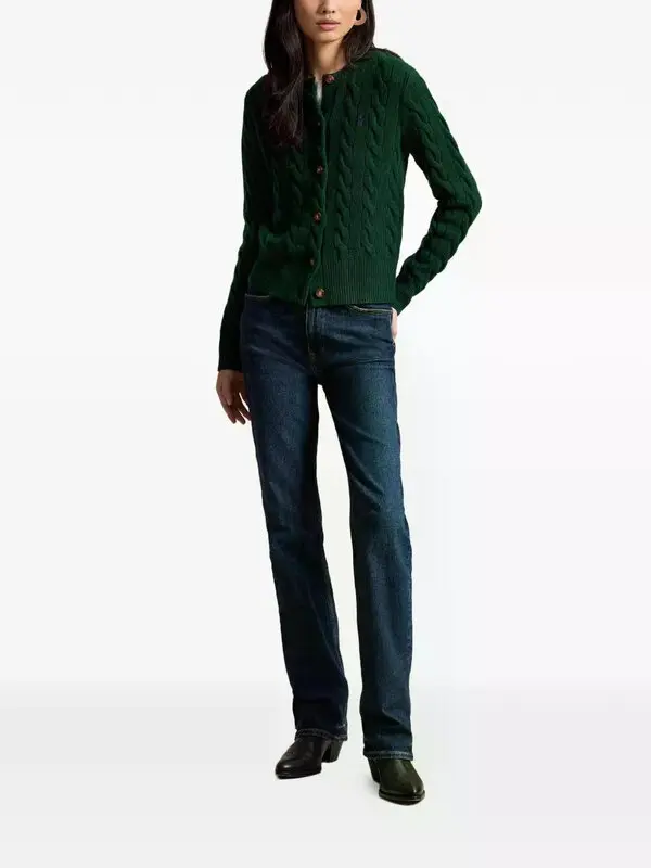 Polo Ralph Lauren Cable-knit Cardigan With Embroidered Pony - Green