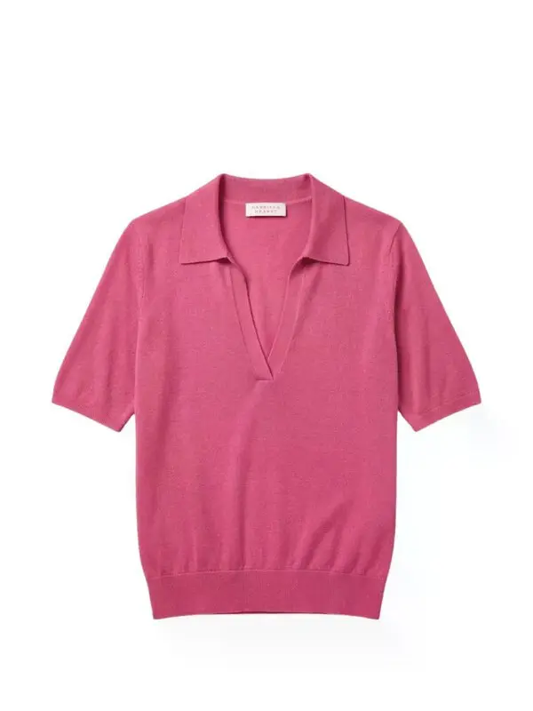 Gabriela Hearst Short-sleeve V-neck Fine Knit Top - Pink