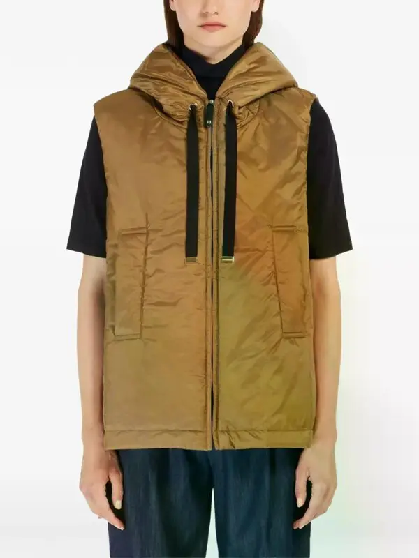 Max Mara Padded Water-repellent Hooded Gilet - Brown