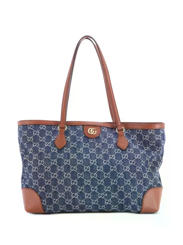 Gucci Ophidia Shopping Gg Denim Medium Tote Bag - Blue