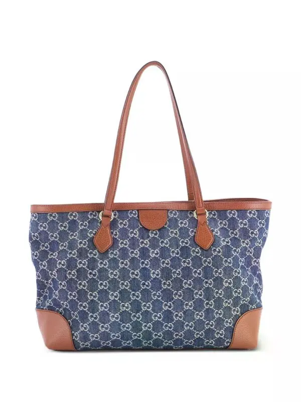 Gucci Ophidia Shopping Gg Denim Medium Tote Bag - Blue