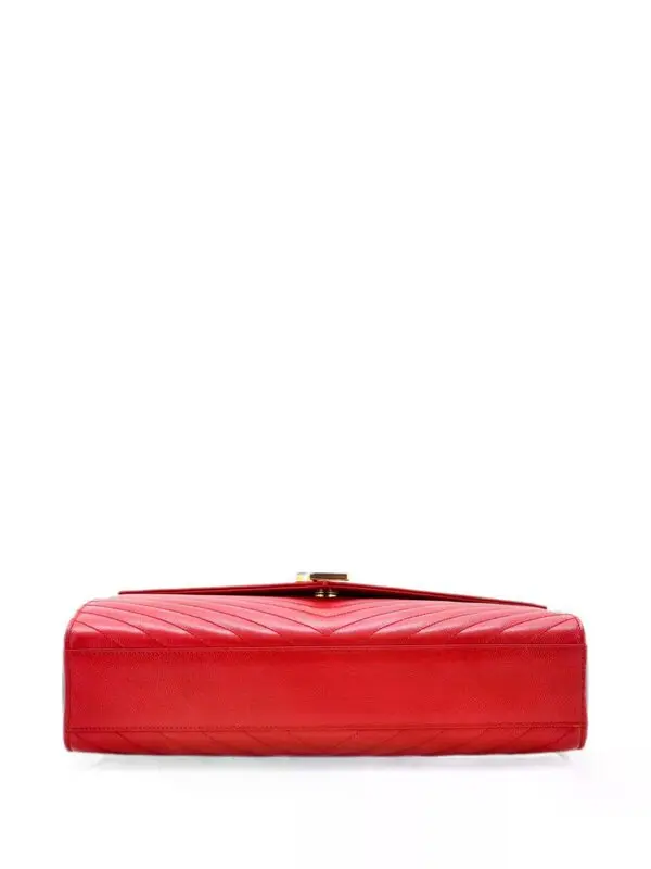 Saint Laurent Classic Monogram Envelope Satchel Matelasse Chevron Leather Large Shoulder Bag