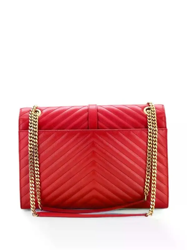 Saint Laurent Classic Monogram Envelope Satchel Matelasse Chevron Leather Large Shoulder Bag