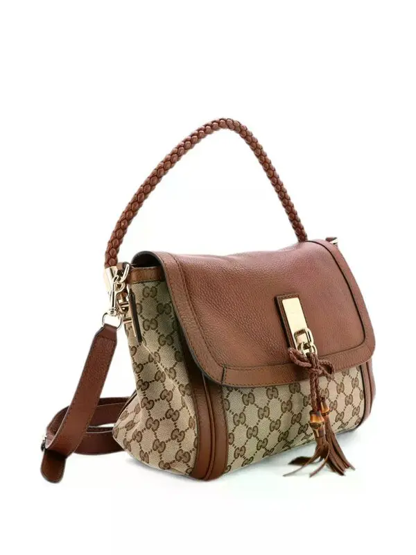 Gucci Gg Canvas Leather Medium Shoulder Bag