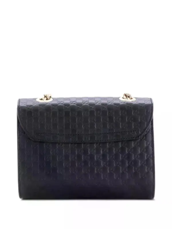 Gucci Emily Chain Flap Bag Microssima Leather Mini Shoulder Bag - Black